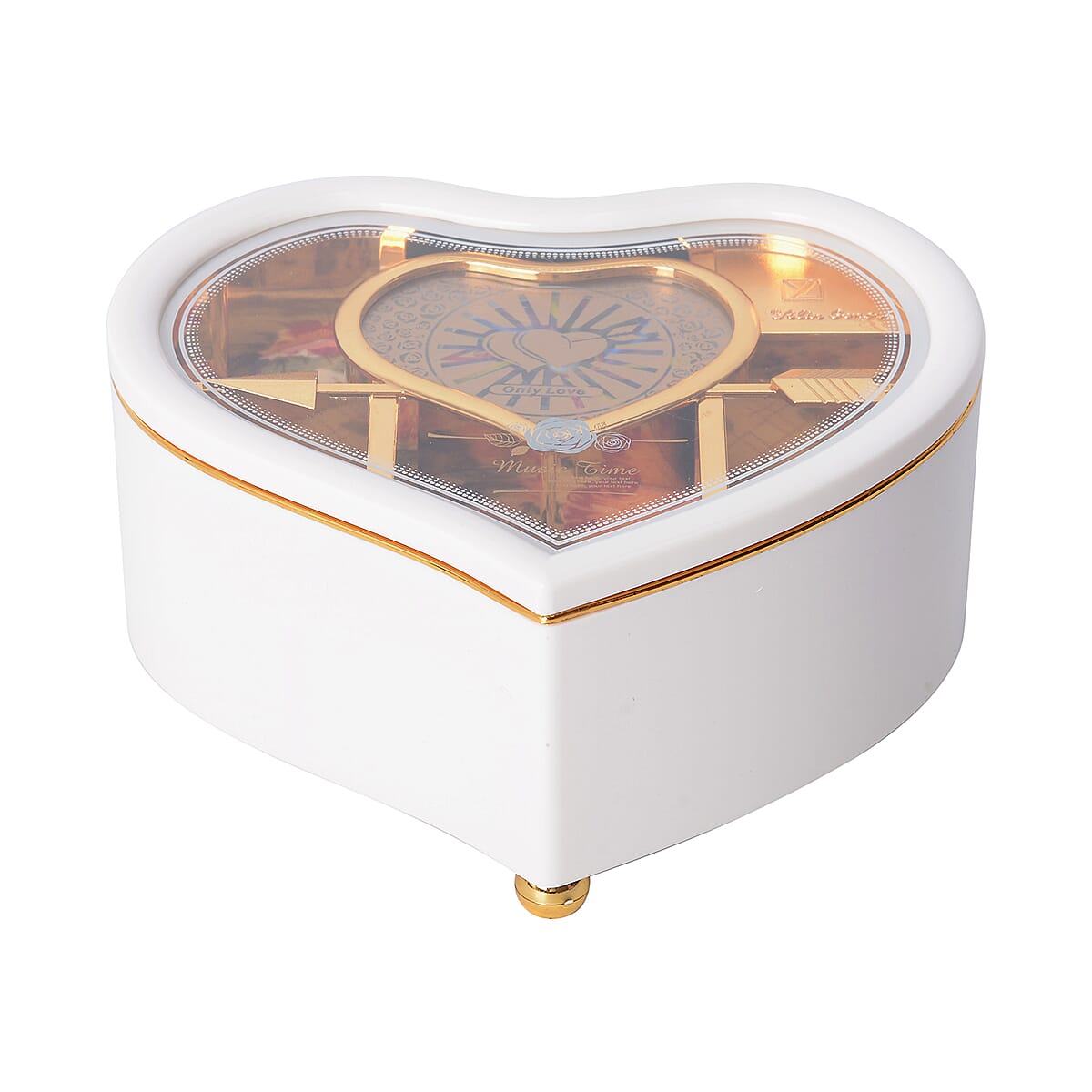 Buy White Heart Shape Music Box with Removable Magnetic Dancer at ShopLC.