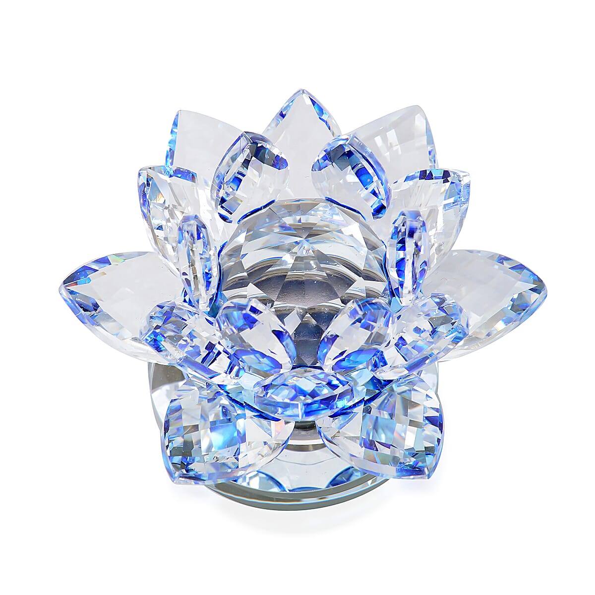 Buy Set of 2 Blue Crystal Lotus Flower with Rotating Base and Gift Box ...