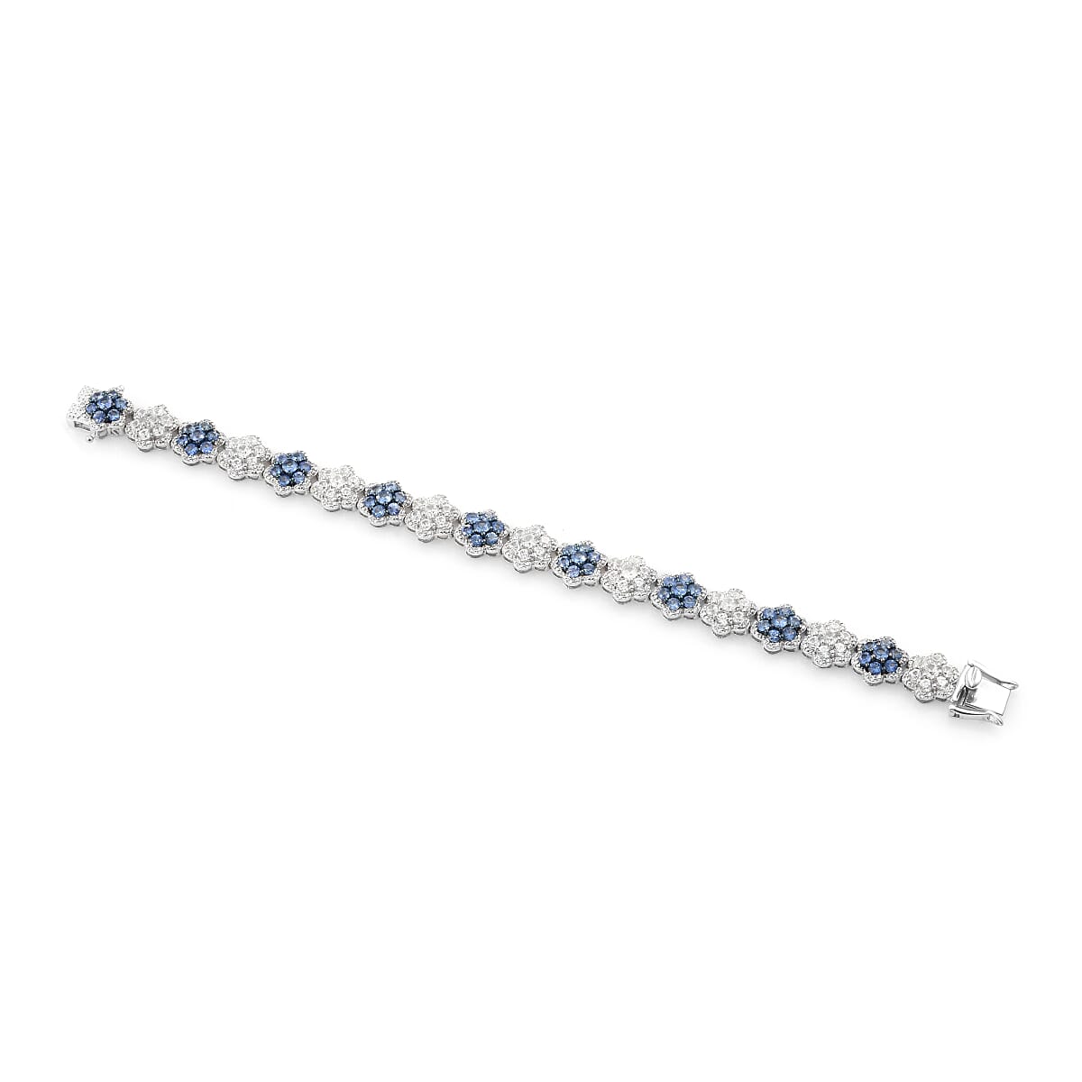 Buy Blue Ceylon Sapphire and Natural White Zircon Bracelet in Platinum ...