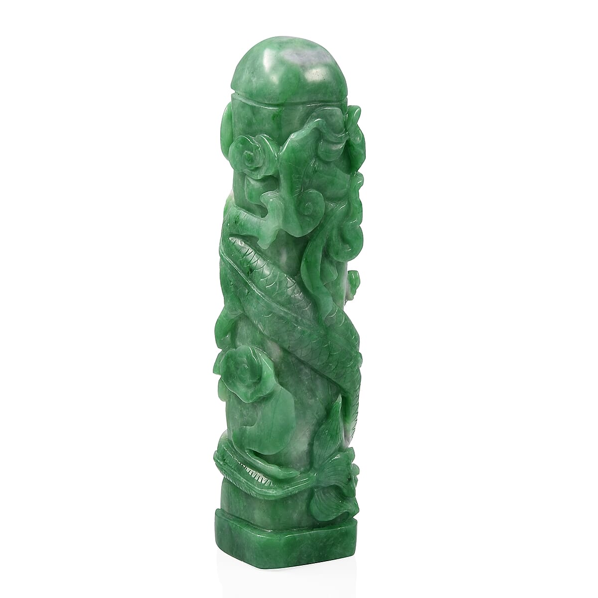 Buy Green Jade (D) Column Dragon with Auspicious Clouds Decoration at ...