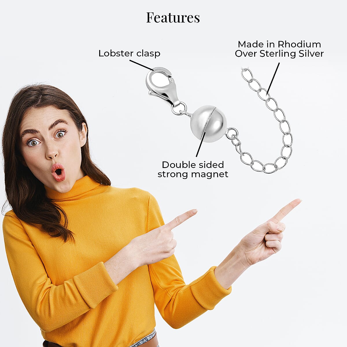 Buy Sterling Silver Magnetic Ball Clasp Extender 2.65 Grams at ShopLC.