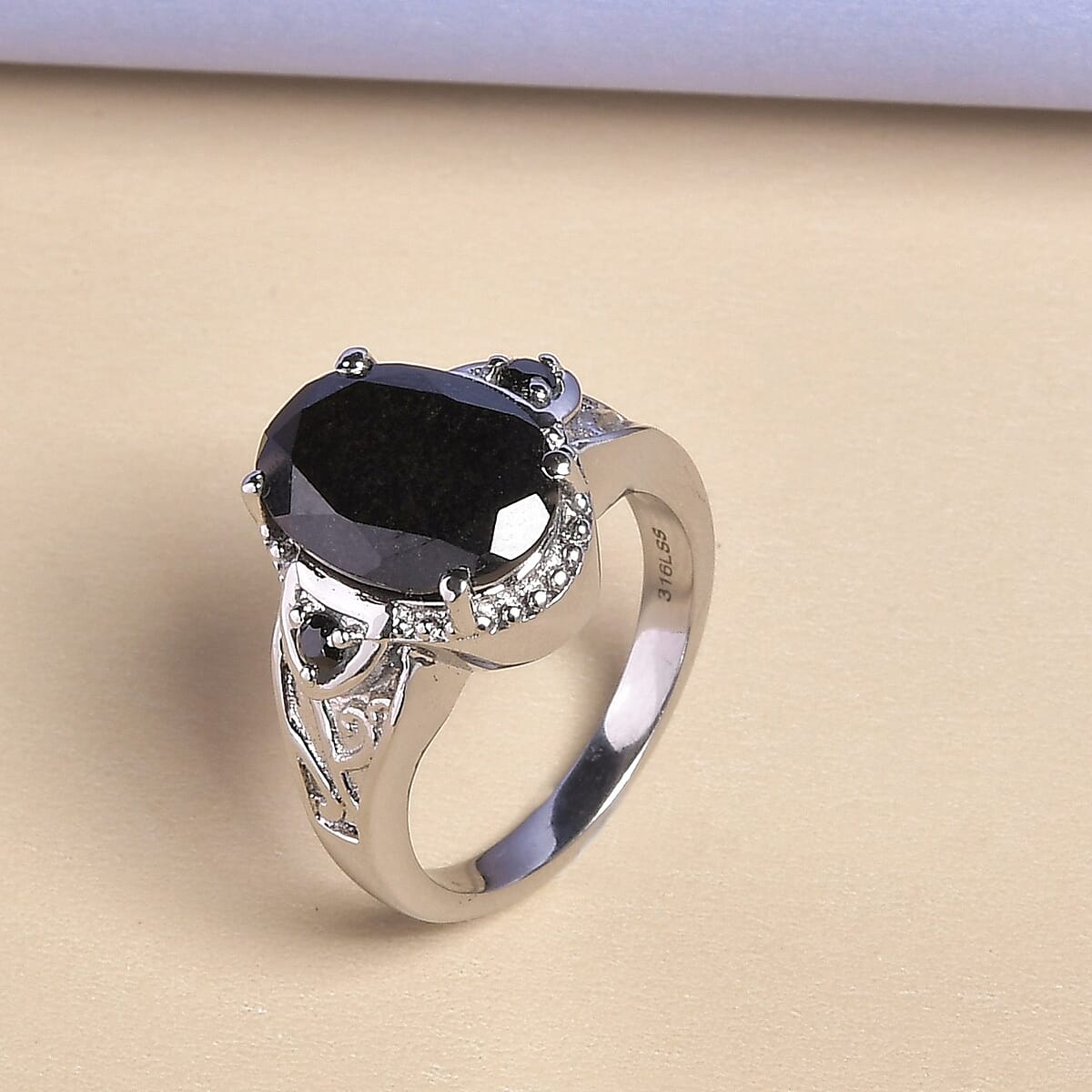 Buy Australian Black Tourmaline and Natural Thai Black Spinel Ring in ...