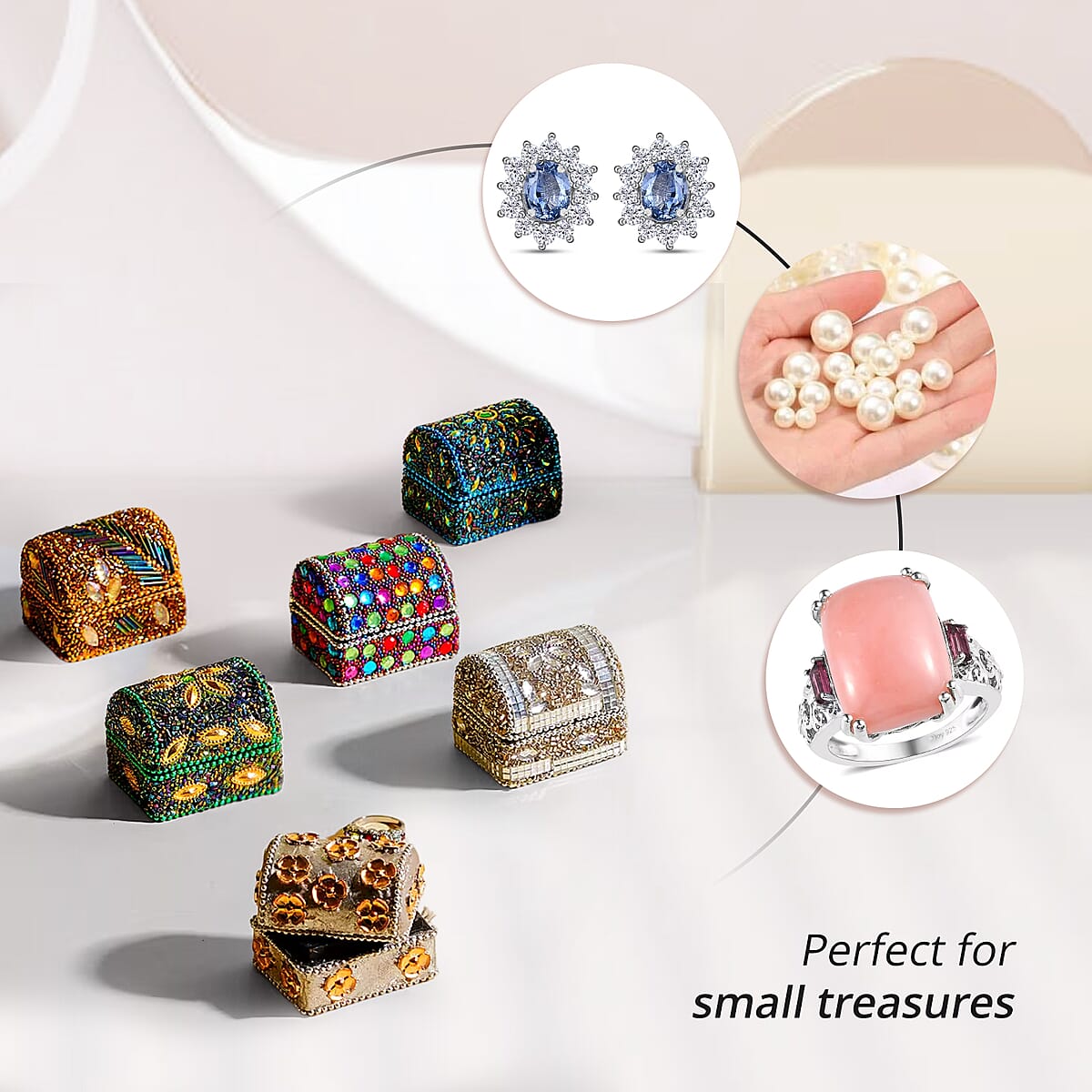 Buy Handcrafted Set of 6 Mini Multi Color Bead Treasure Chest at ShopLC.