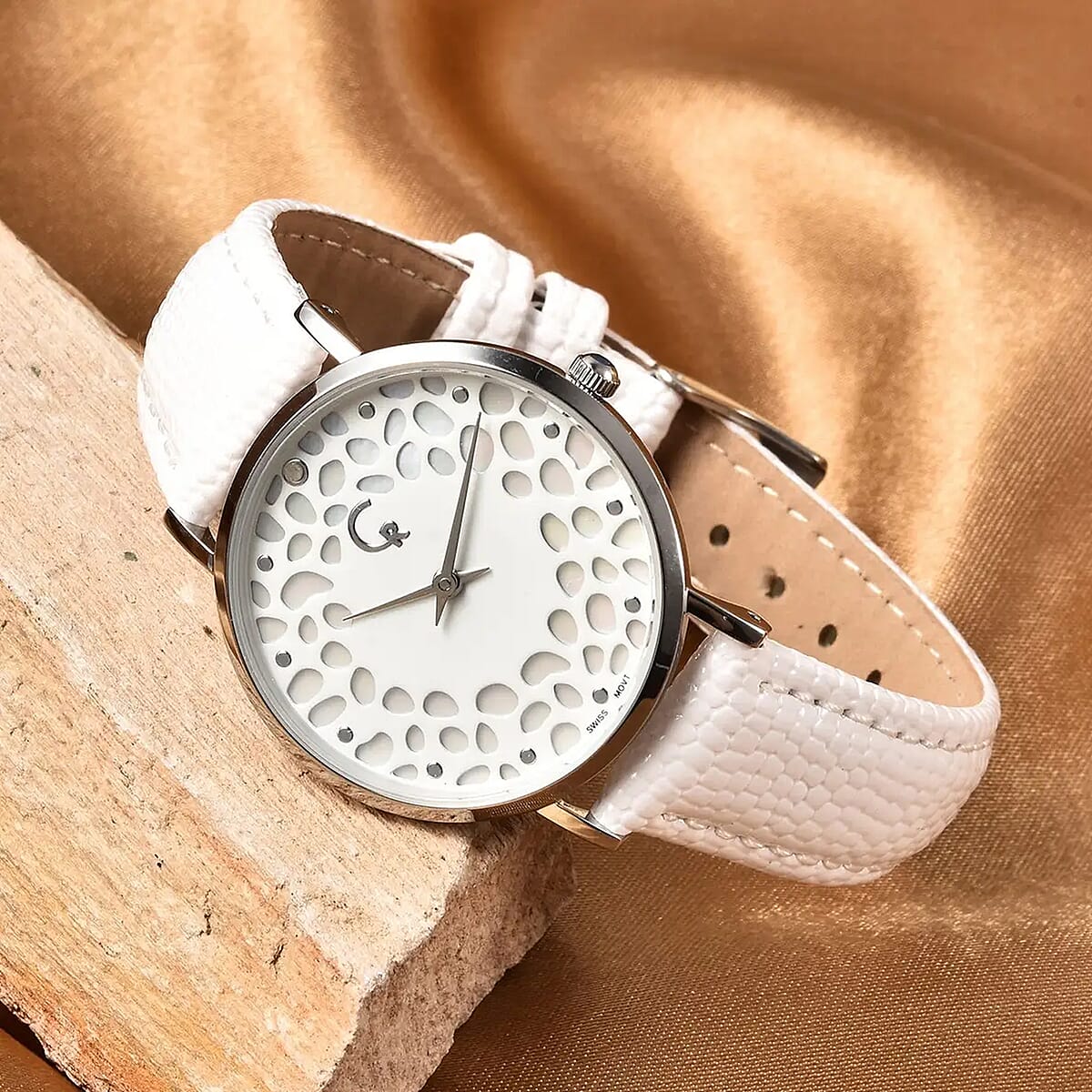 Buy RACHEL GALLEY Diamond Accent Swiss Movement MOP Dial Watch with ...