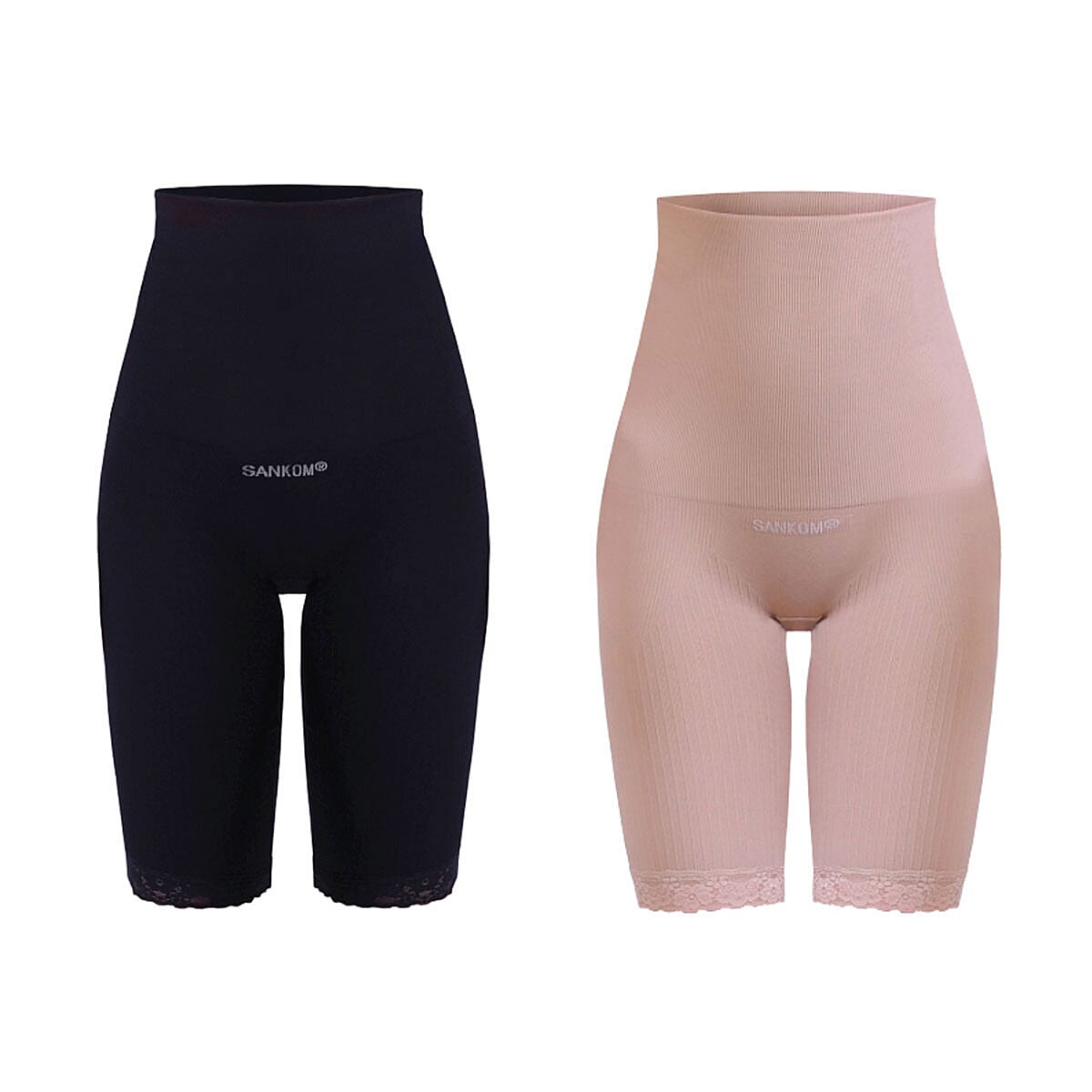 Buy Set of 2 SANKOM Patent Classic Lace Mid-Thigh Shaper - S/M | Black ...