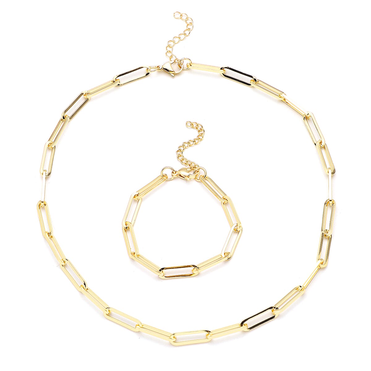 Buy Paperclip Necklace 20-22 Inches and Bracelet (7.50-9.50In) in ION ...