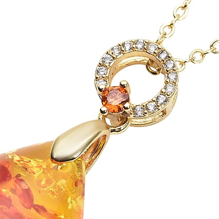 Buy Simulated Amber and Simulated White and Orange Diamond Pendant ...