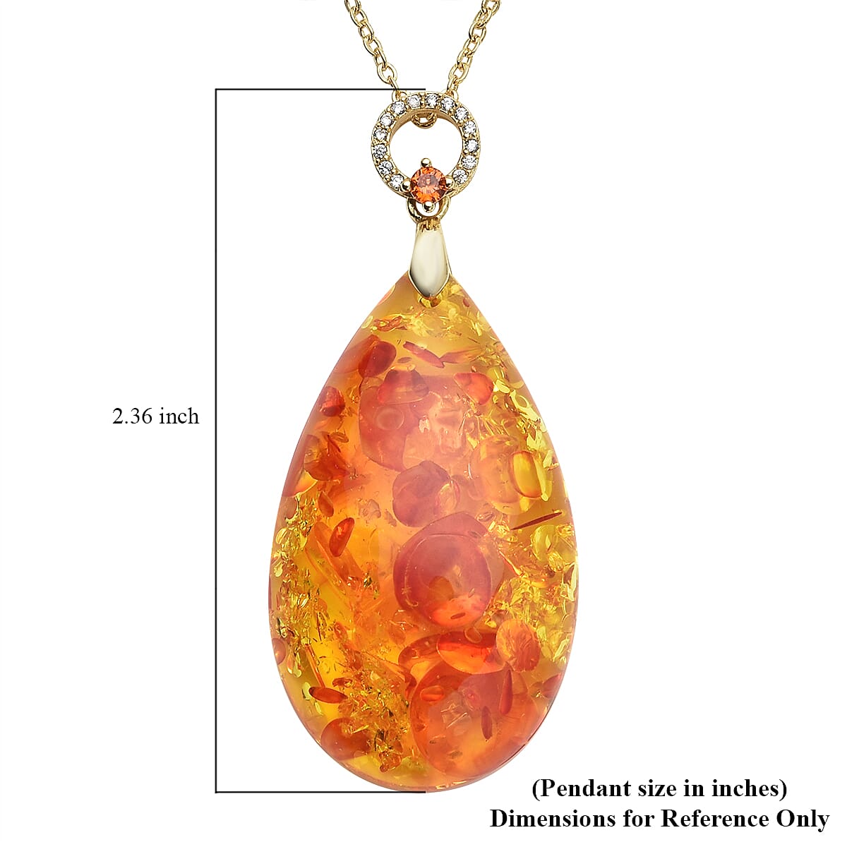 Buy Simulated Amber and Simulated White and Orange Diamond Pendant ...
