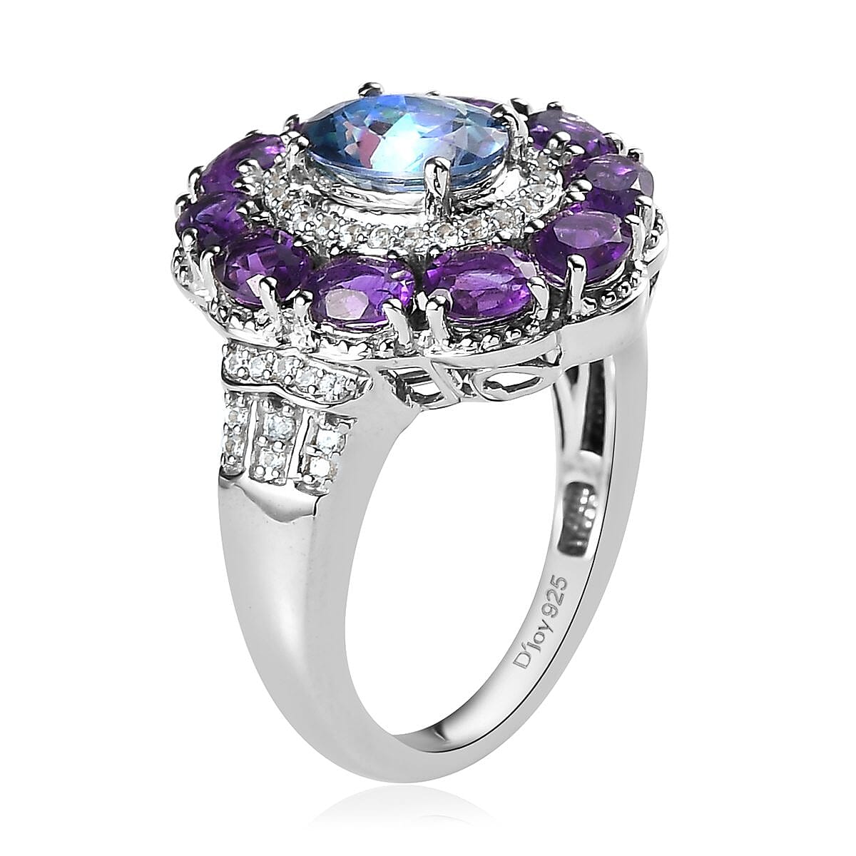 Buy Brazilian Blue Petalite and Multi Gemstone Cocktail Ring (Size 9.0 ...