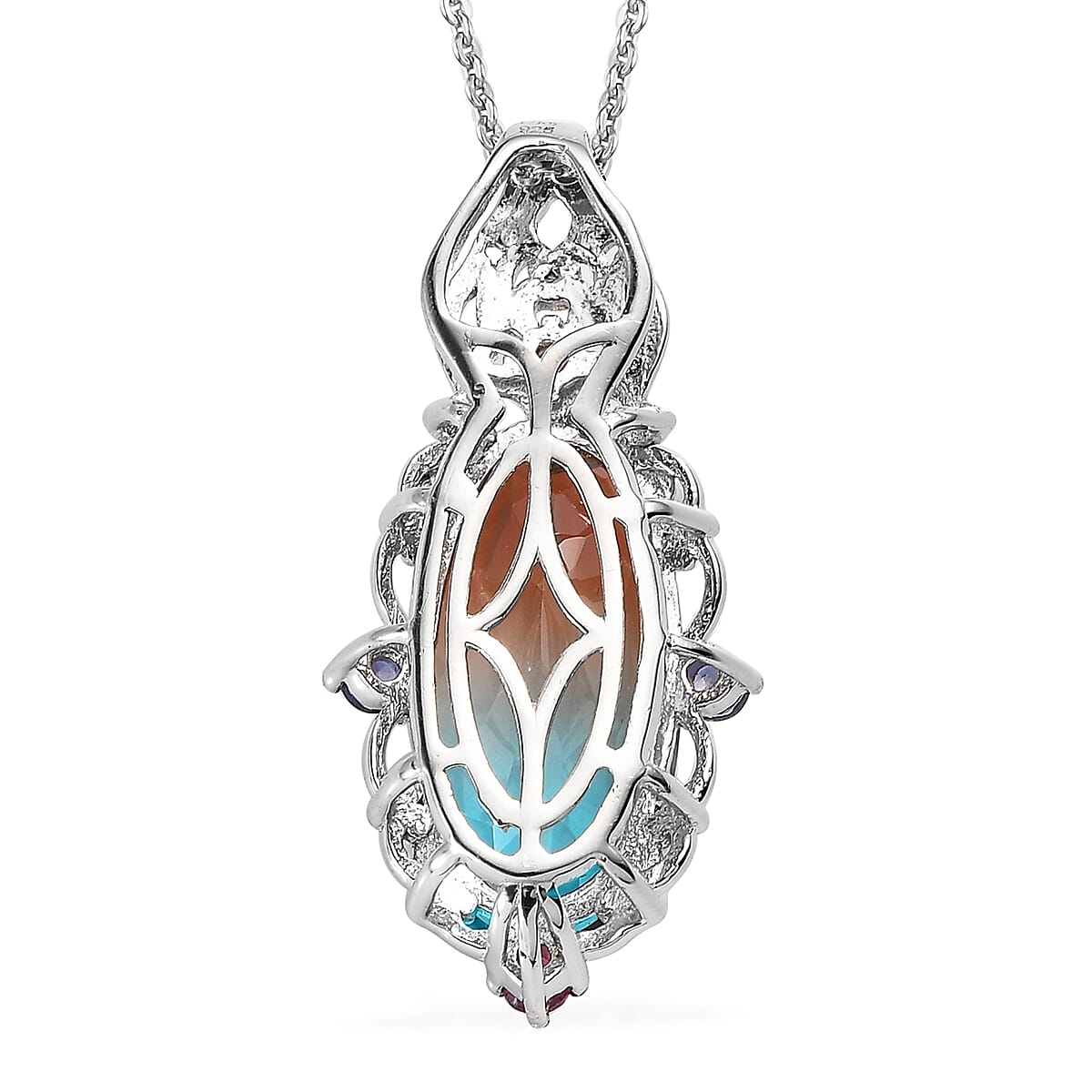 Buy Aqua Terra Costa Quartz (Triplet) and Multi Gemstone Pendant ...