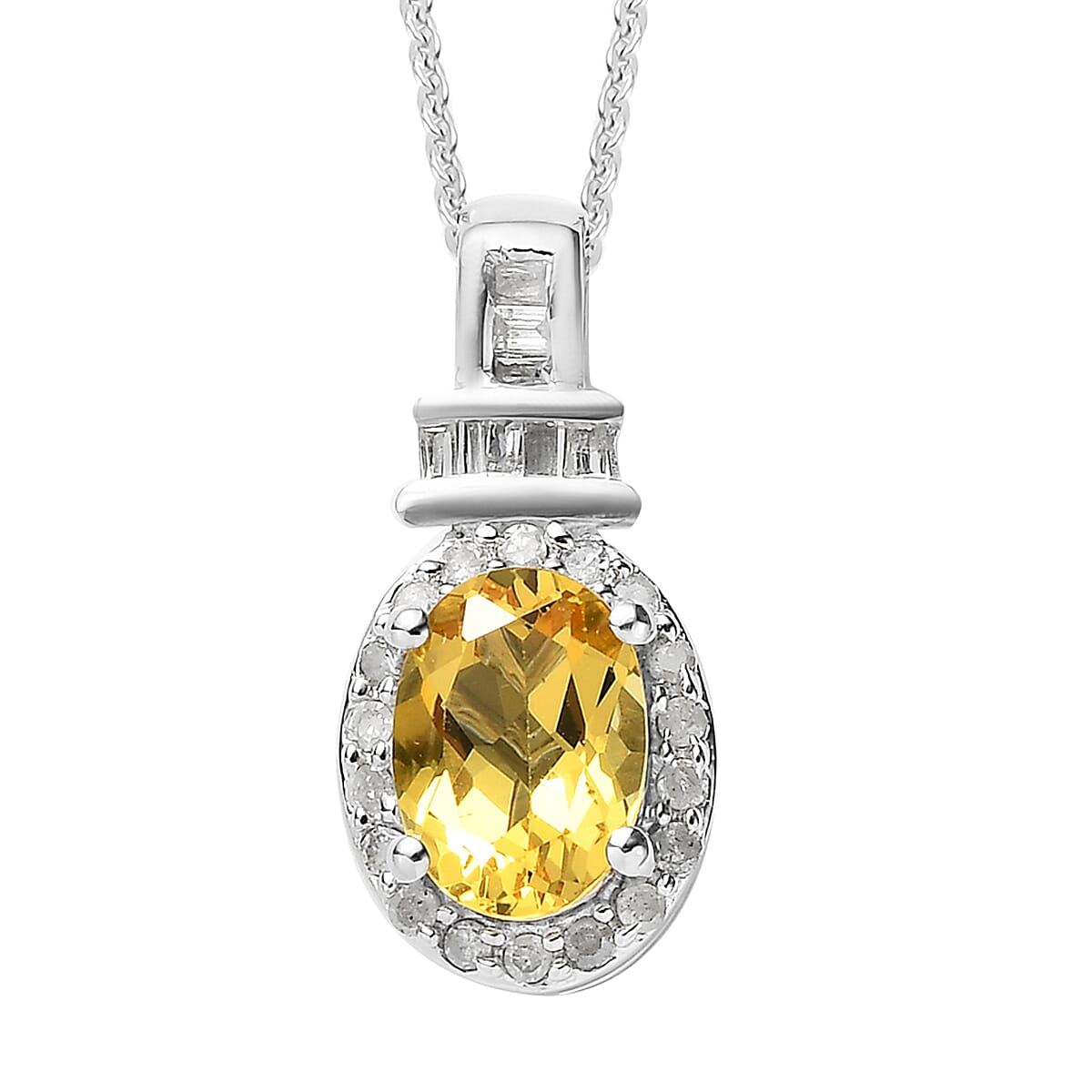 Buy Premium Brazilian Heliodor and Diamond Halo Pendant Necklace 20 ...