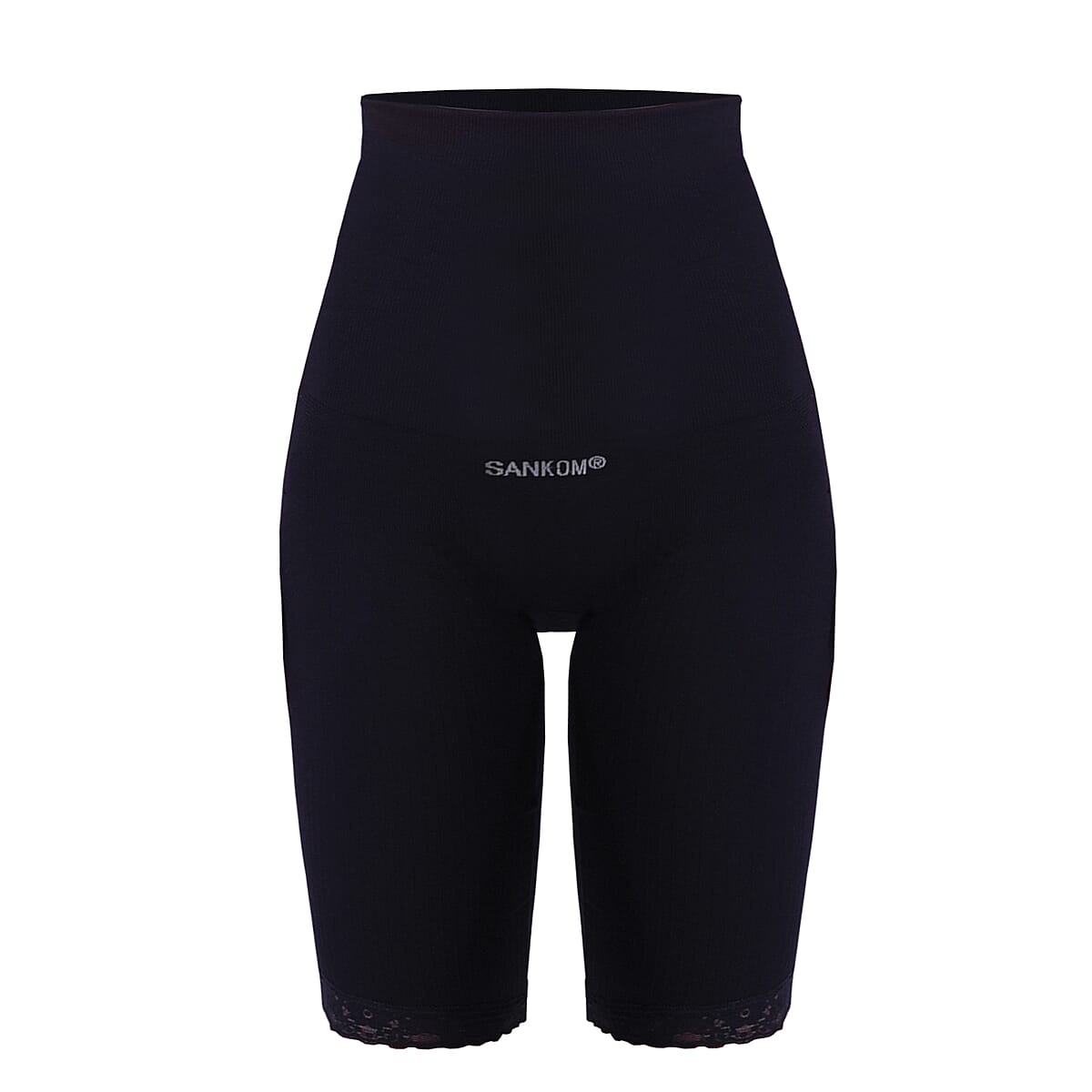 Buy SANKOM Patent Classic Lace Mid-Thigh Shaper with Lace - S/M | Black ...