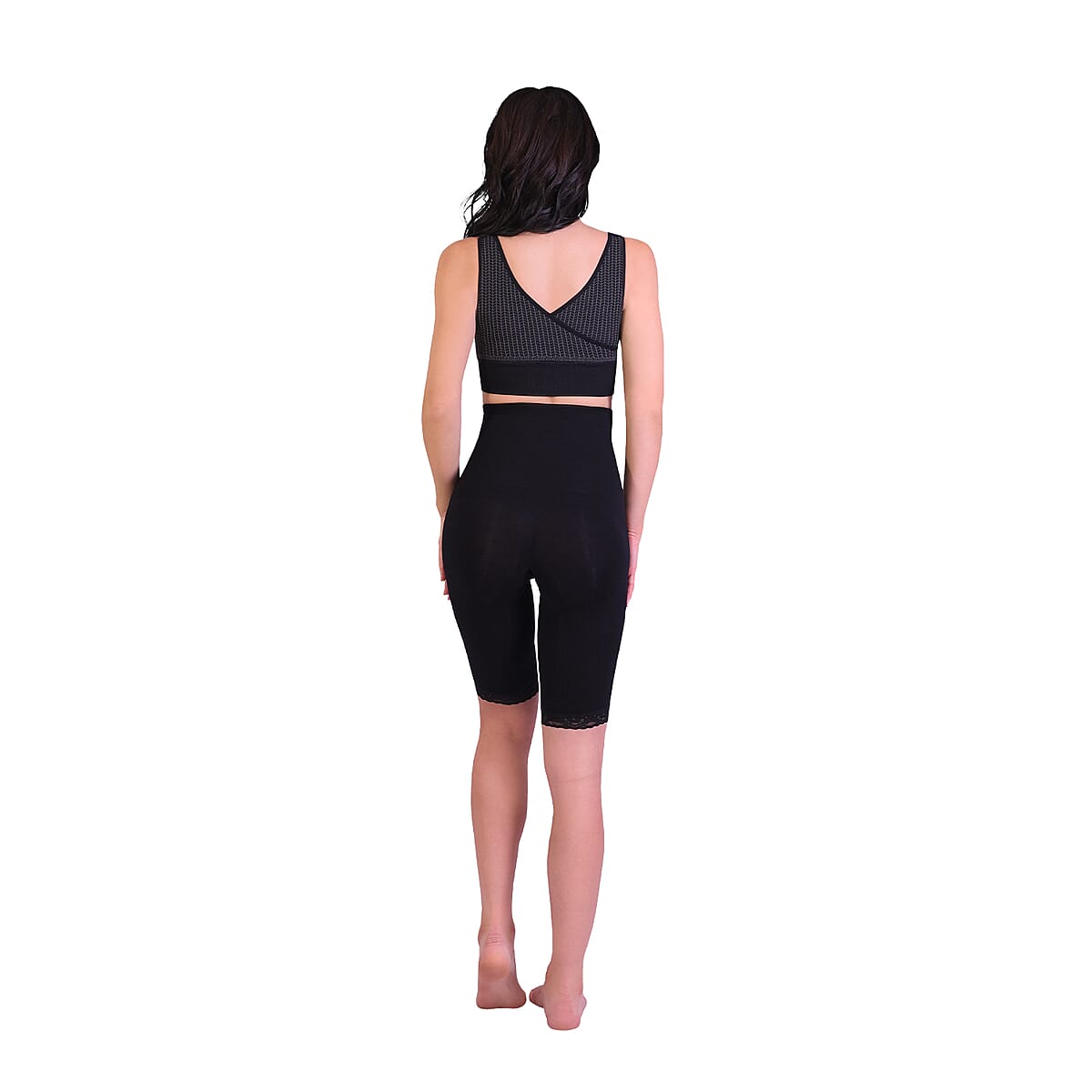 Buy SANKOM Patent Classic Lace Mid-Thigh Shaper with Lace - S/M | Black ...