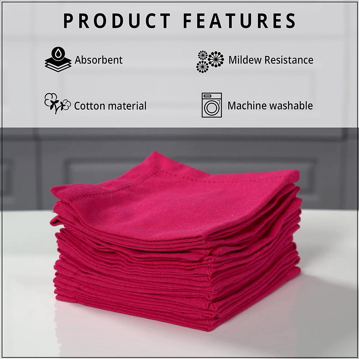 Buy Set of 12 Pink 100% Cotton Table Napkins at ShopLC.