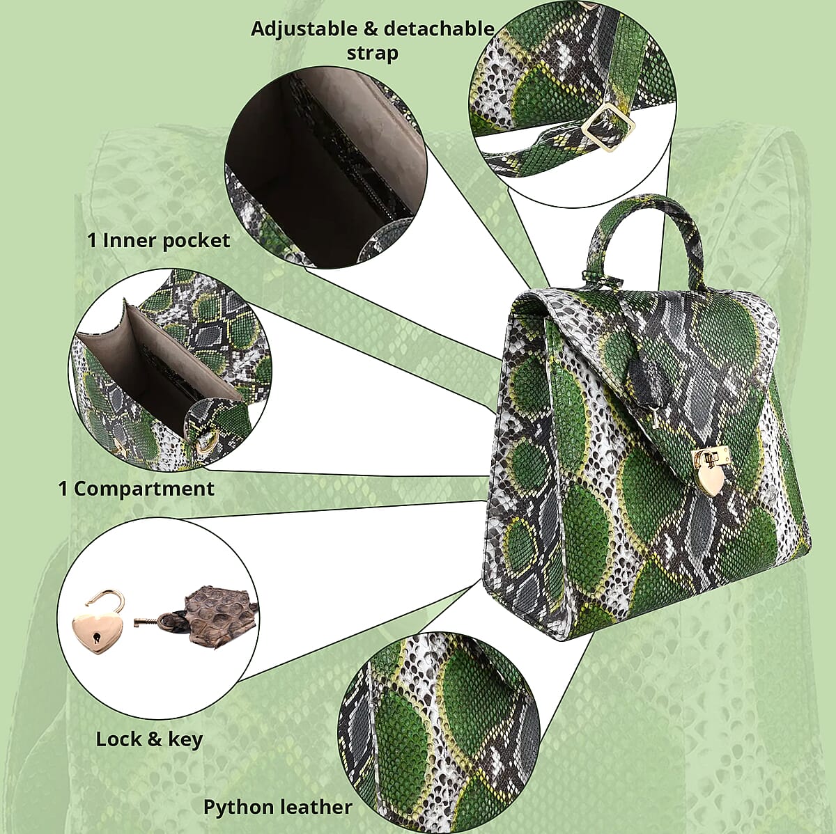 Buy The Pelle Python Skin Bag Collection Brown Color 100% Genuine ...