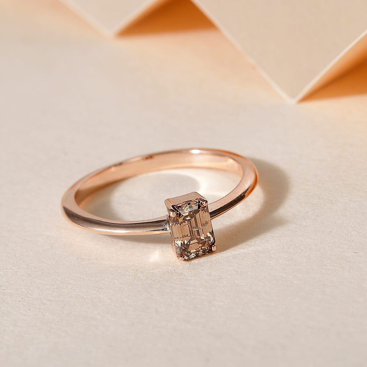 Buy LUXORO 10K Rose Gold I3 Natural Champagne Diamond Solitaire Ring 0. ...