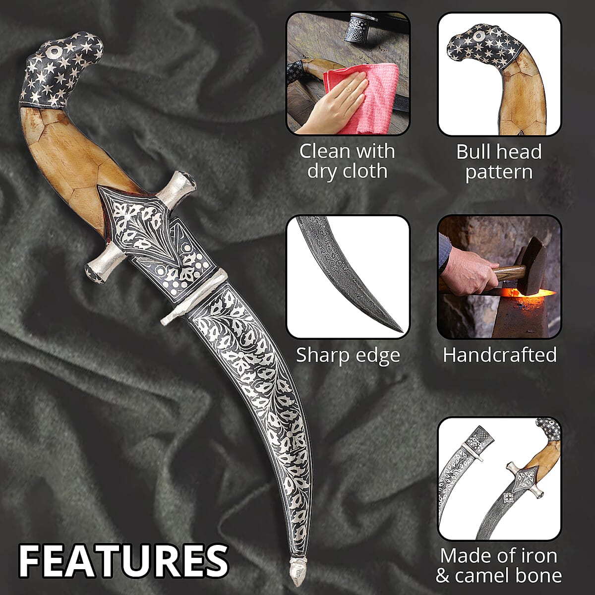 Buy Handcrafted Bone Handle Dagger with German Silver Guard. (bull Head ...