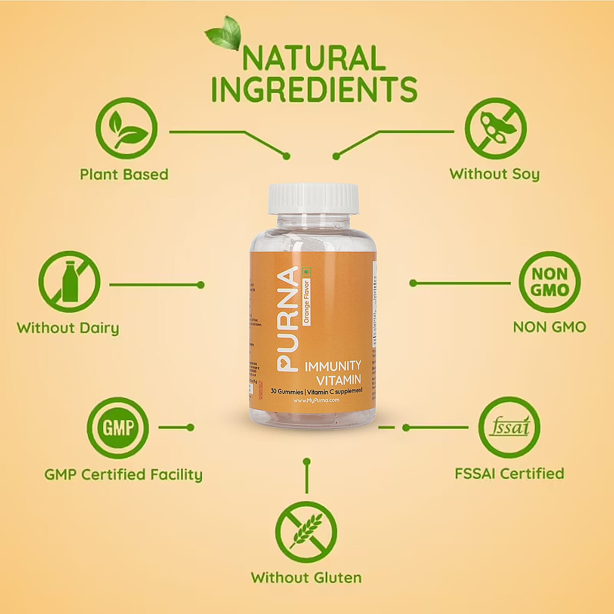 Buy Purna Bright Skin Vitamin C Orange Gummies for Adults at ShopLC.