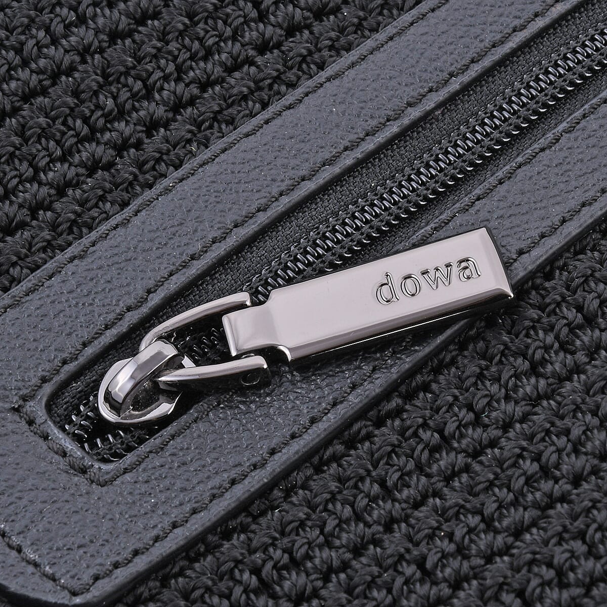 Buy DOWA Black 100% Nylon with Leather Handwoven Tote Bag at ShopLC.