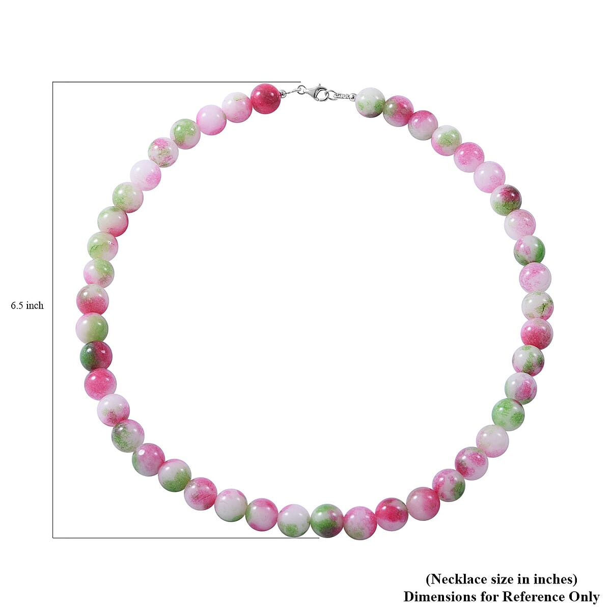 Buy Watermelon Agate 10mm Beaded Necklace 18 Inches in Sterling Silver ...