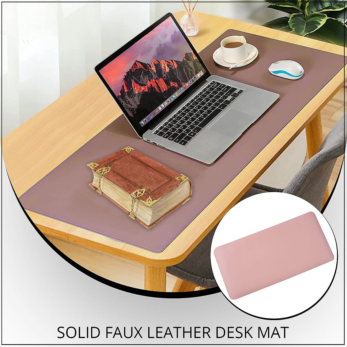 Buy Black Solid Faux Leather Desk Mat (23.62"x11.81") at ShopLC.