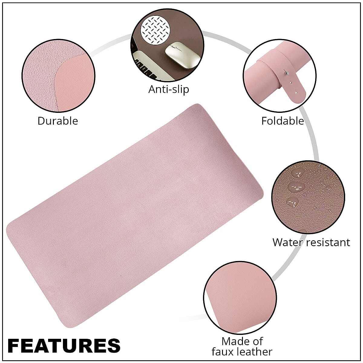 Buy Black Solid Faux Leather Desk Mat (23.62"x11.81") at ShopLC.