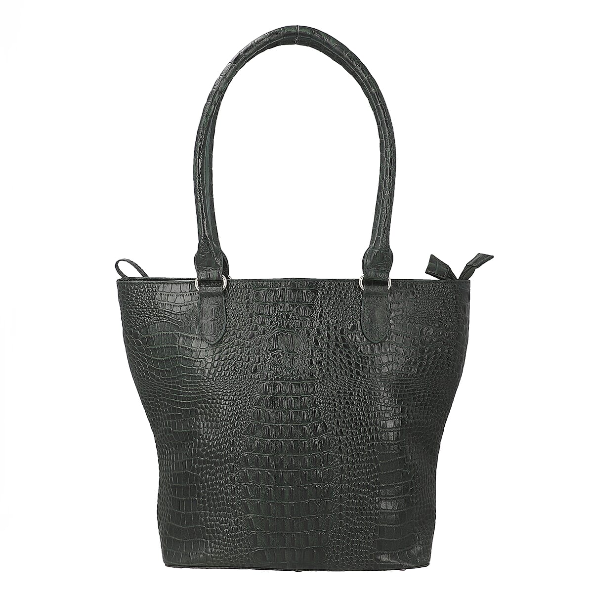 Buy Green Dual Tone Croco Embossed Genuine Leather Tote Bag at ShopLC.