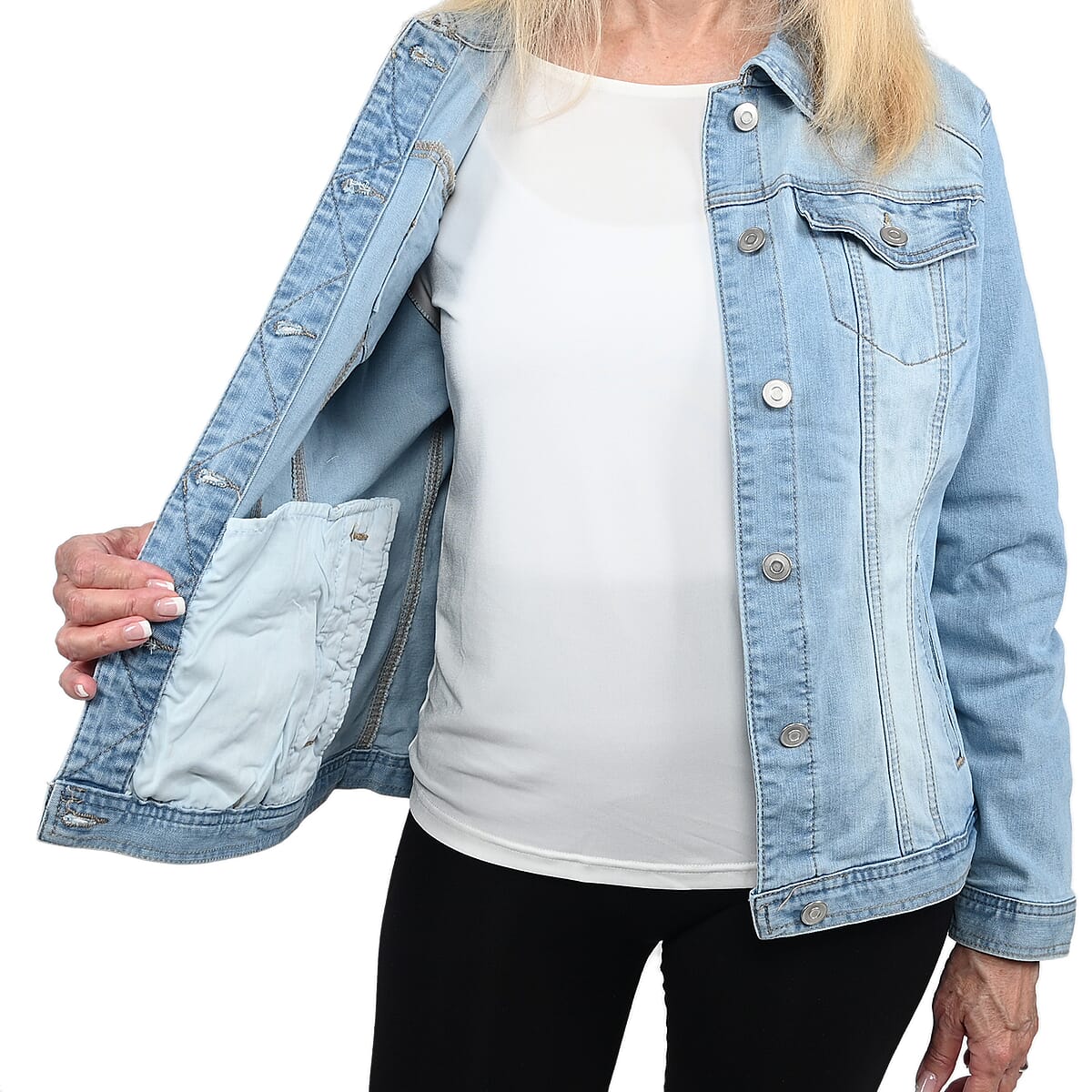 Buy BACCINI Light Stone Wash Denim Jacket - S at ShopLC.