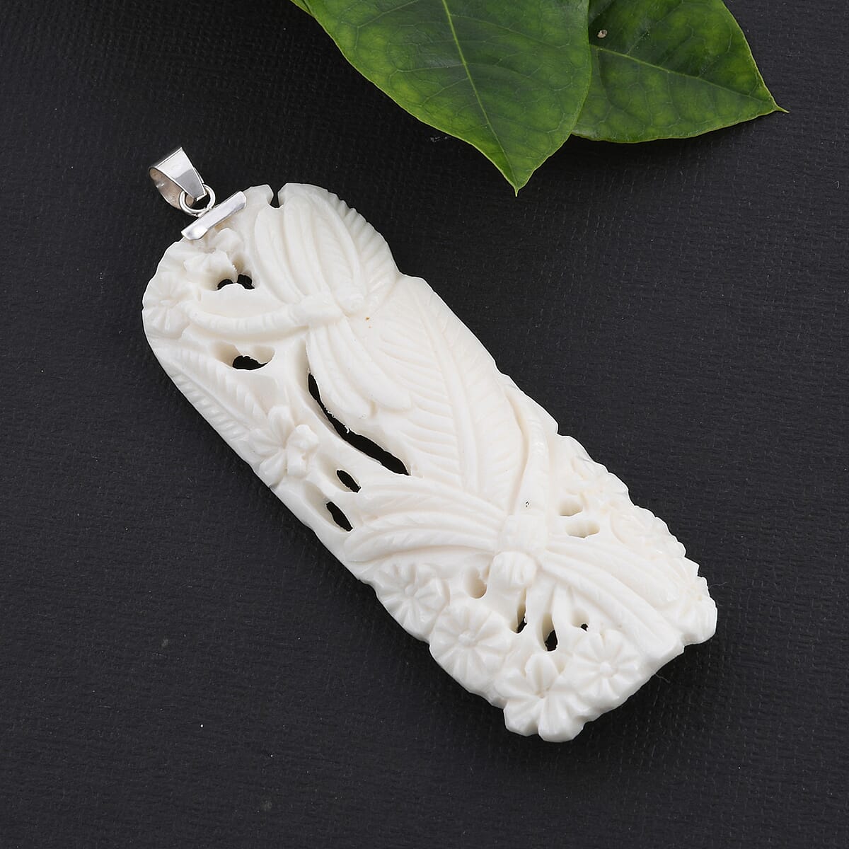 Buy Carved Bone Dragonfly Pendant in Sterling Silver at ShopLC.