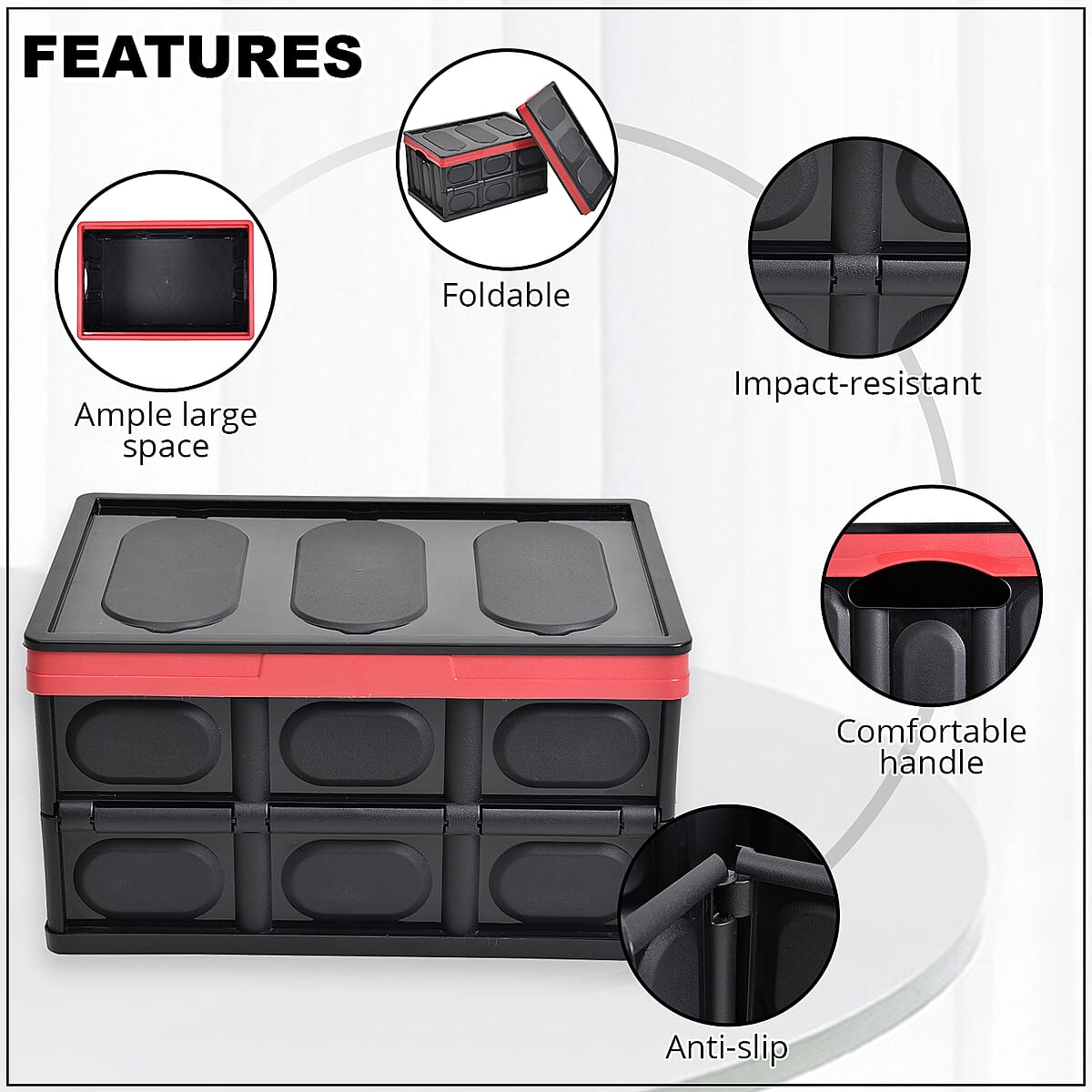 Buy HOMESMART Set of 2 Black Folding Storage Boxes with Lids | Storage ...