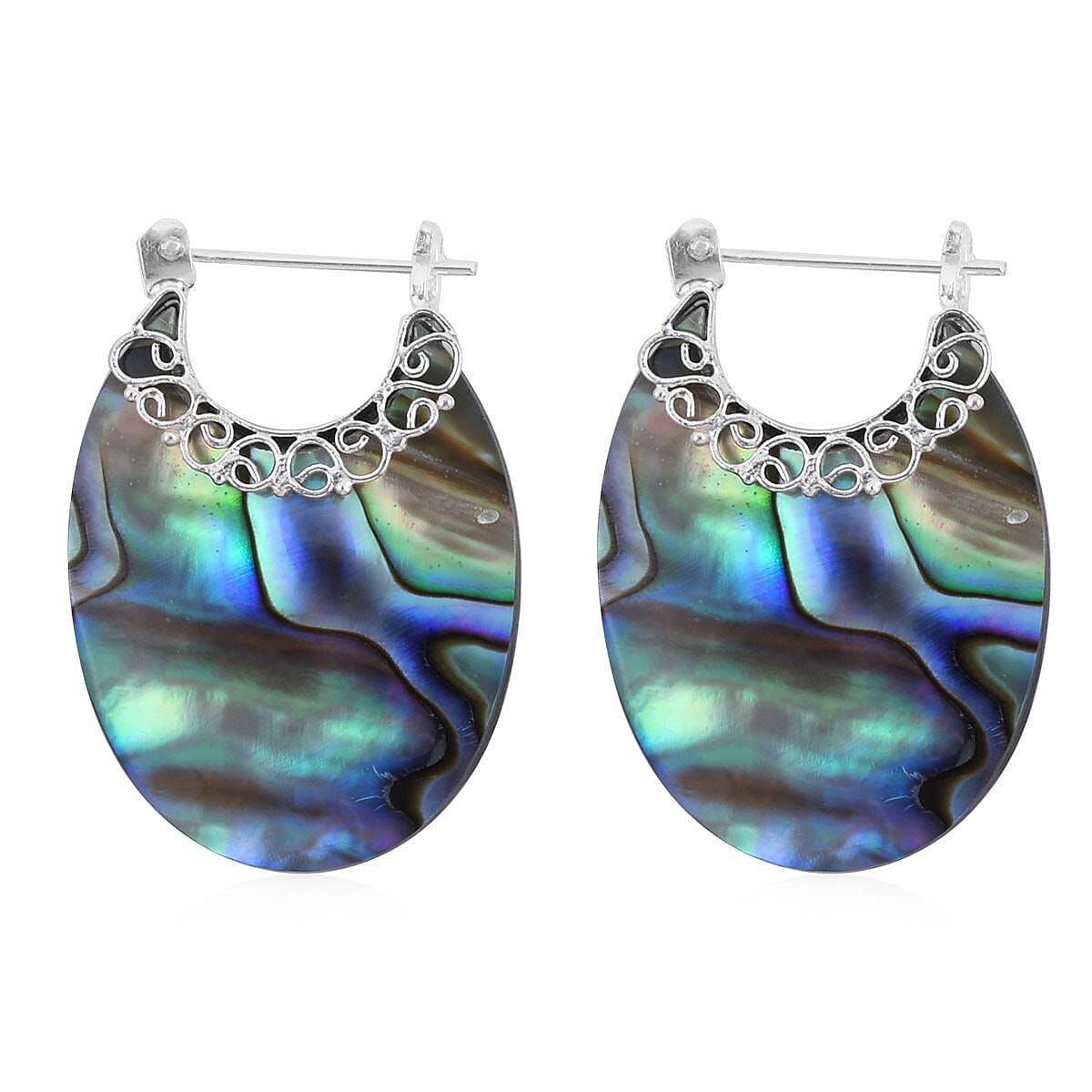 Buy Abalone Shell Hoop Earrings in Sterling Silver at ShopLC.