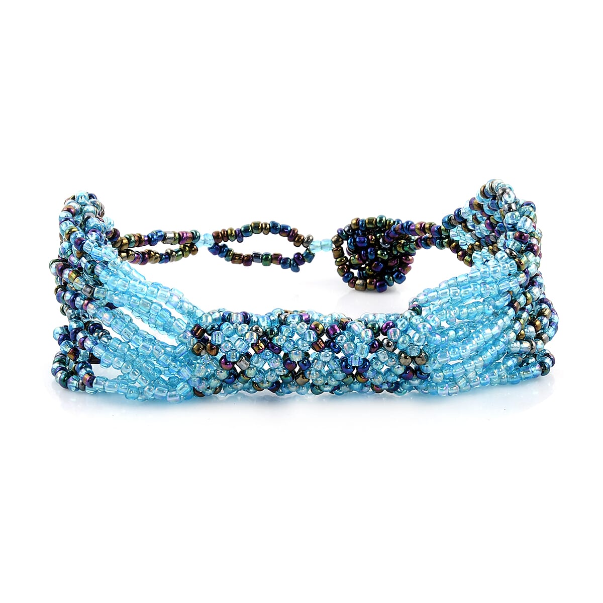 Buy Blue Color Ceramic Seed Beaded Patterned Multi-Purpose Wrist ...