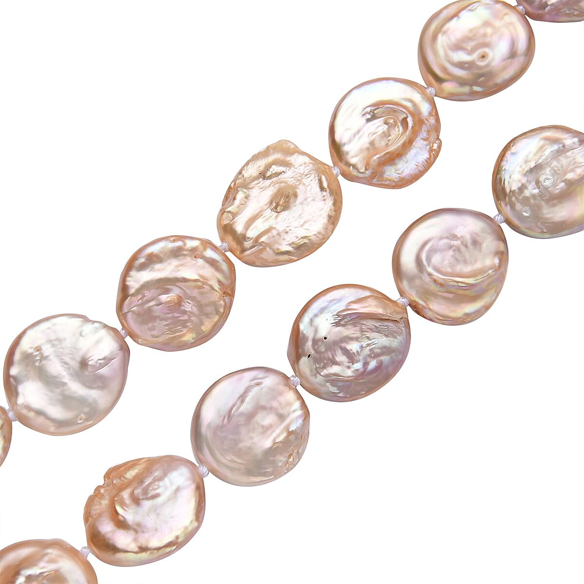 Buy Peach Coin Freshwater Pearl Necklace 20 Inches in Sterling Silver ...