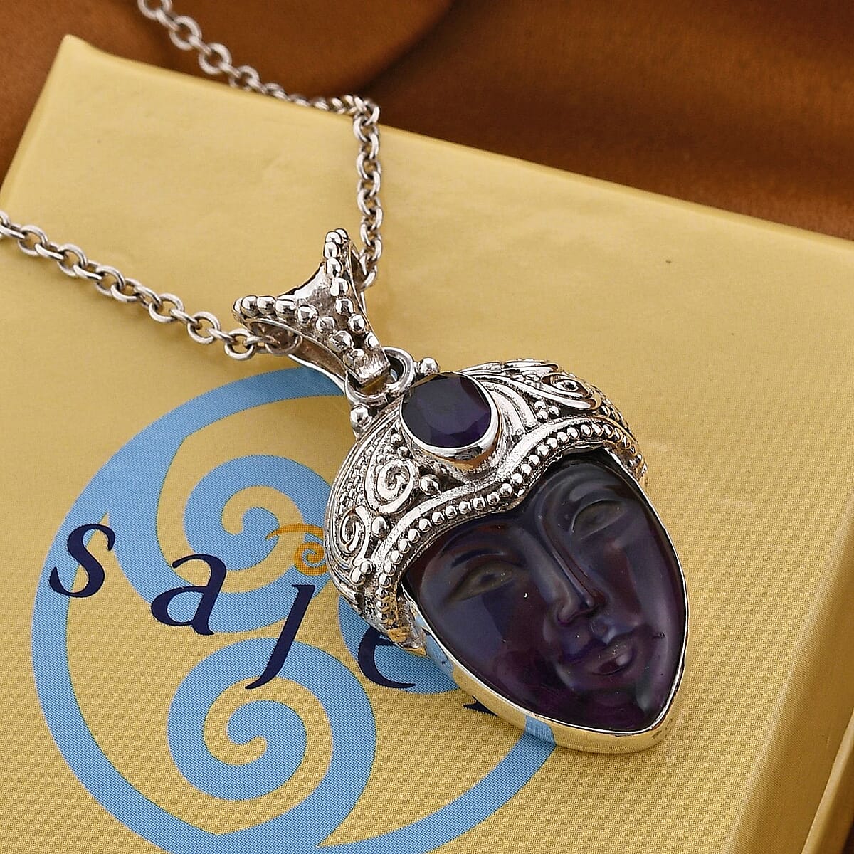 Buy Sajen Silver African Amethyst Pendant | Carved Amethyst Pendant ...