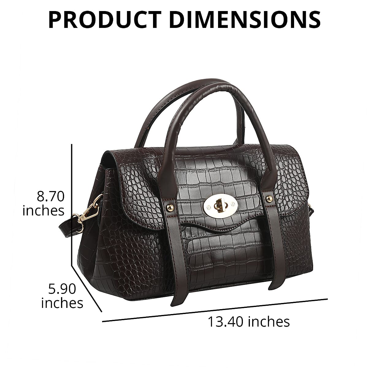Buy YOUZEY Brown Croc Embossed Vegan Leather Satchel at ShopLC.