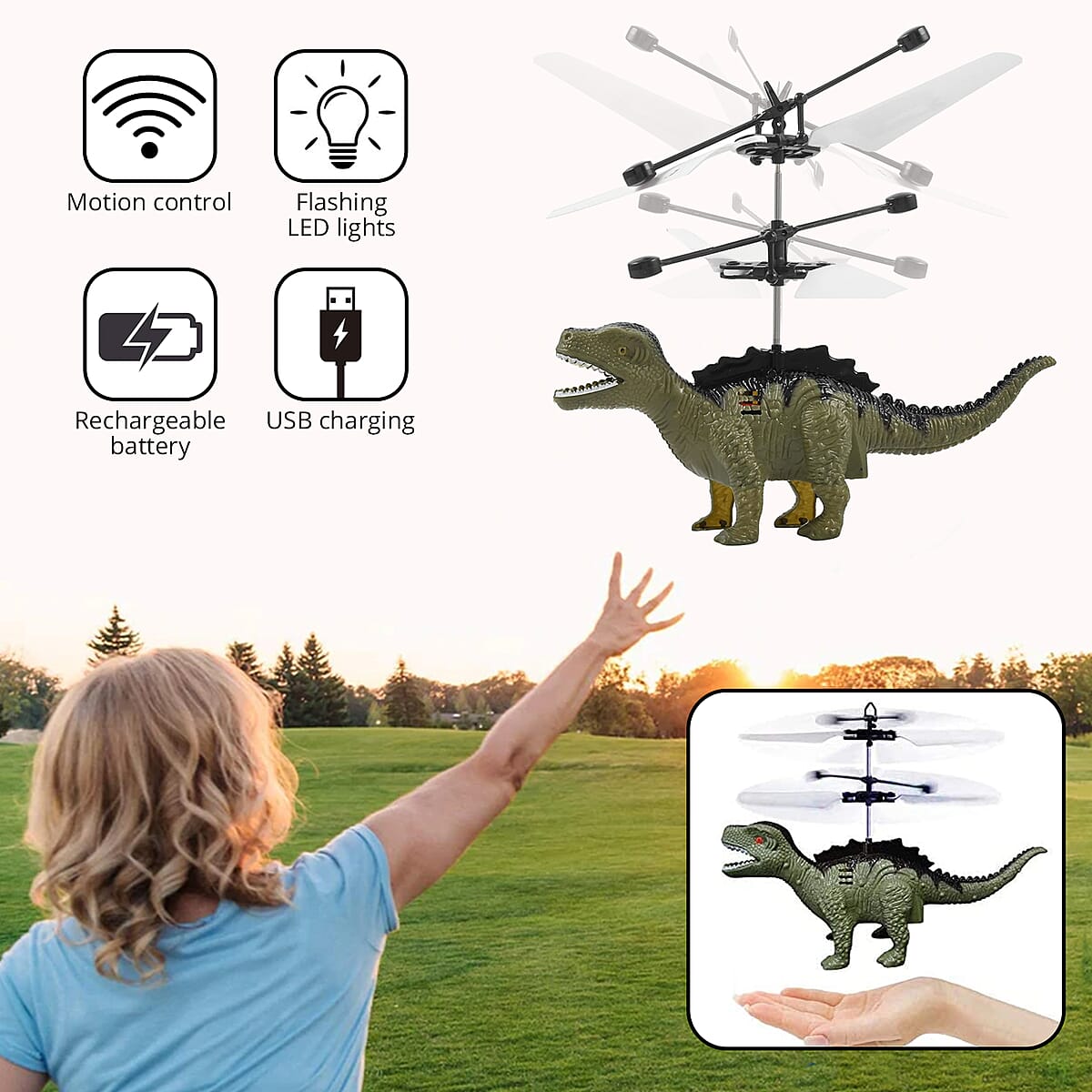 Buy Dino Motion Control Drone with Rechargeable Battery- Green at ShopLC.