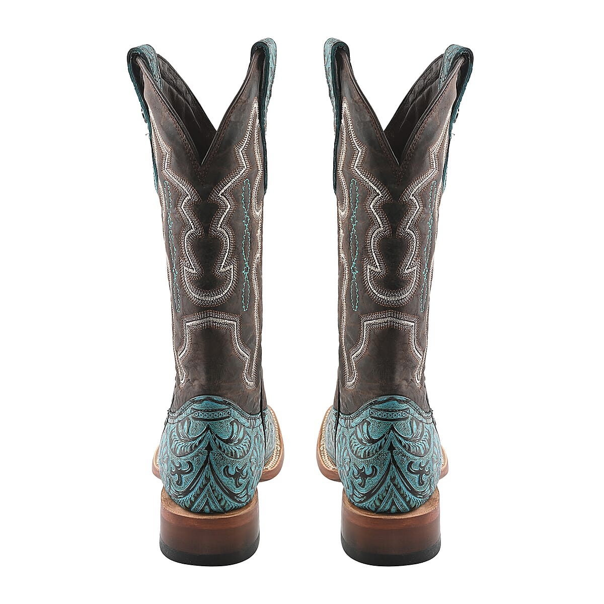 Buy Tanner Mark Turquoise Tooled Saddle Stamp Square Toe Boot 6.5 ...