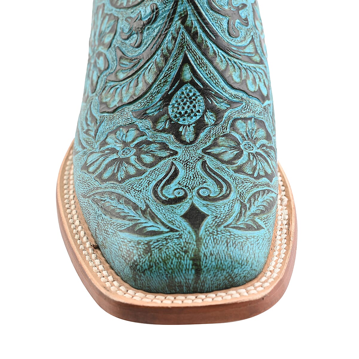 Buy Tanner Mark Turquoise Tooled Saddle Stamp Square Toe Boot 6.5 ...