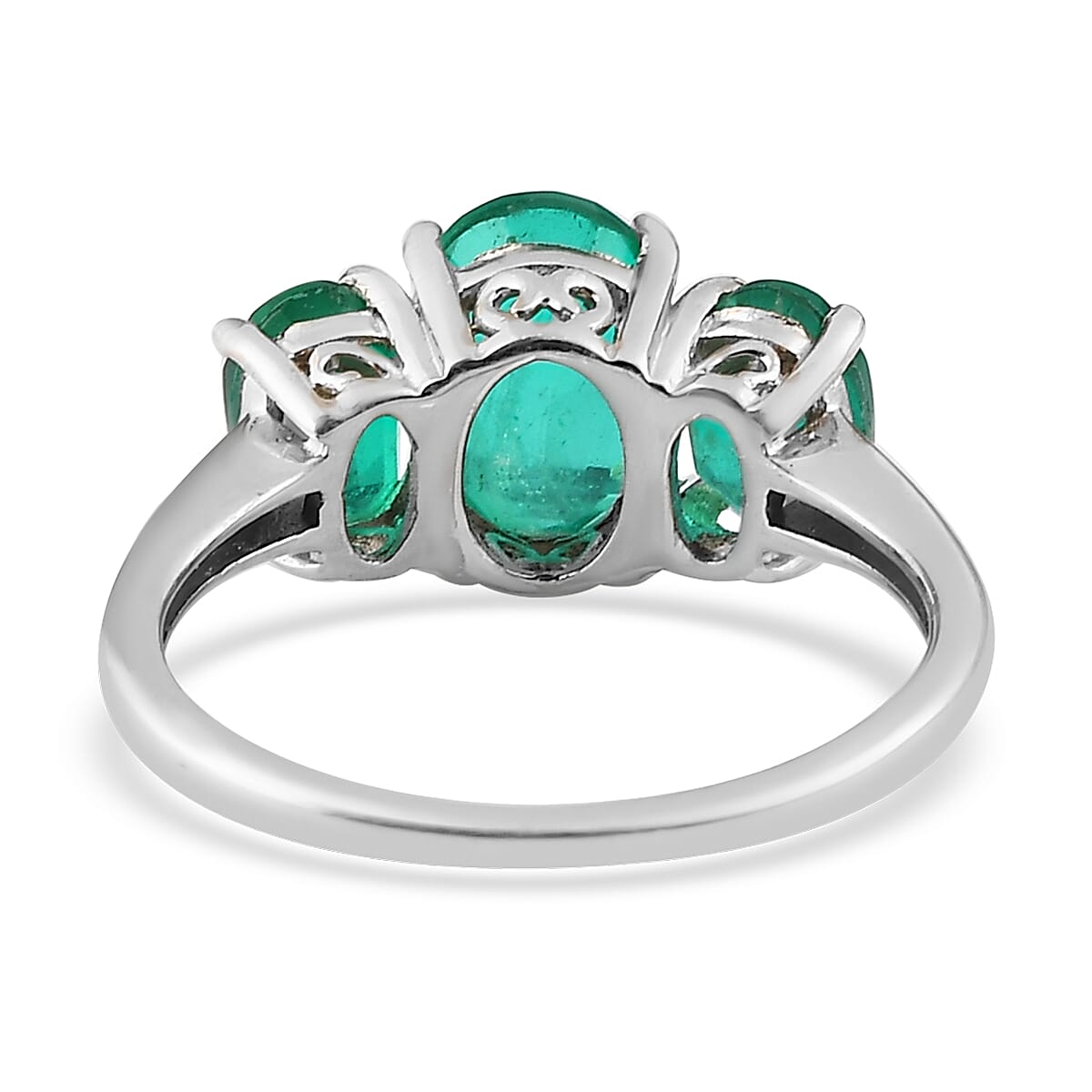 Buy Emeraldine Quartz (Triplet) 3 Stone Ring in Platinum Over Sterling ...