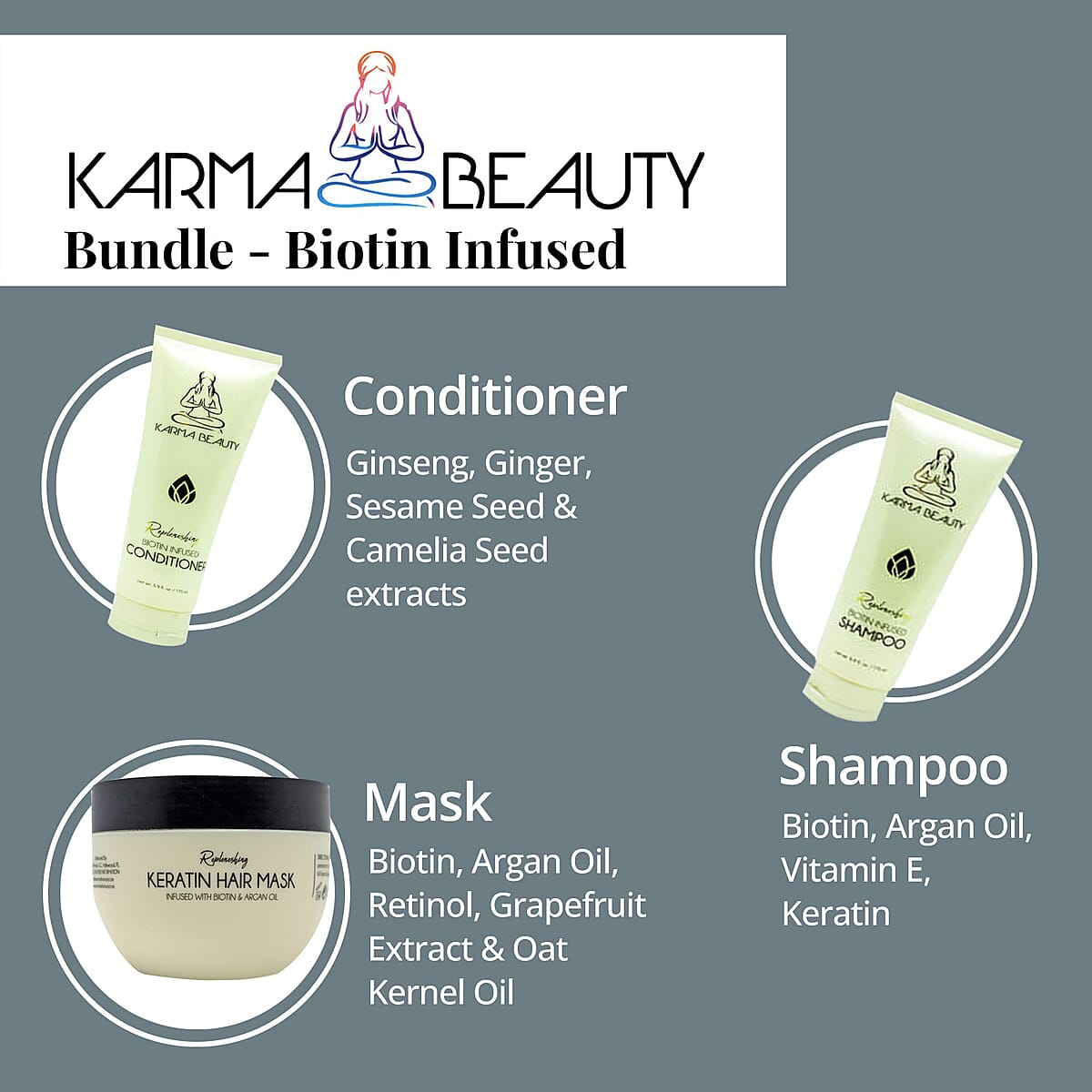 Buy Karma Beauty Bundle- Biotin Infused Shampoo, Conditioner & Keratin ...