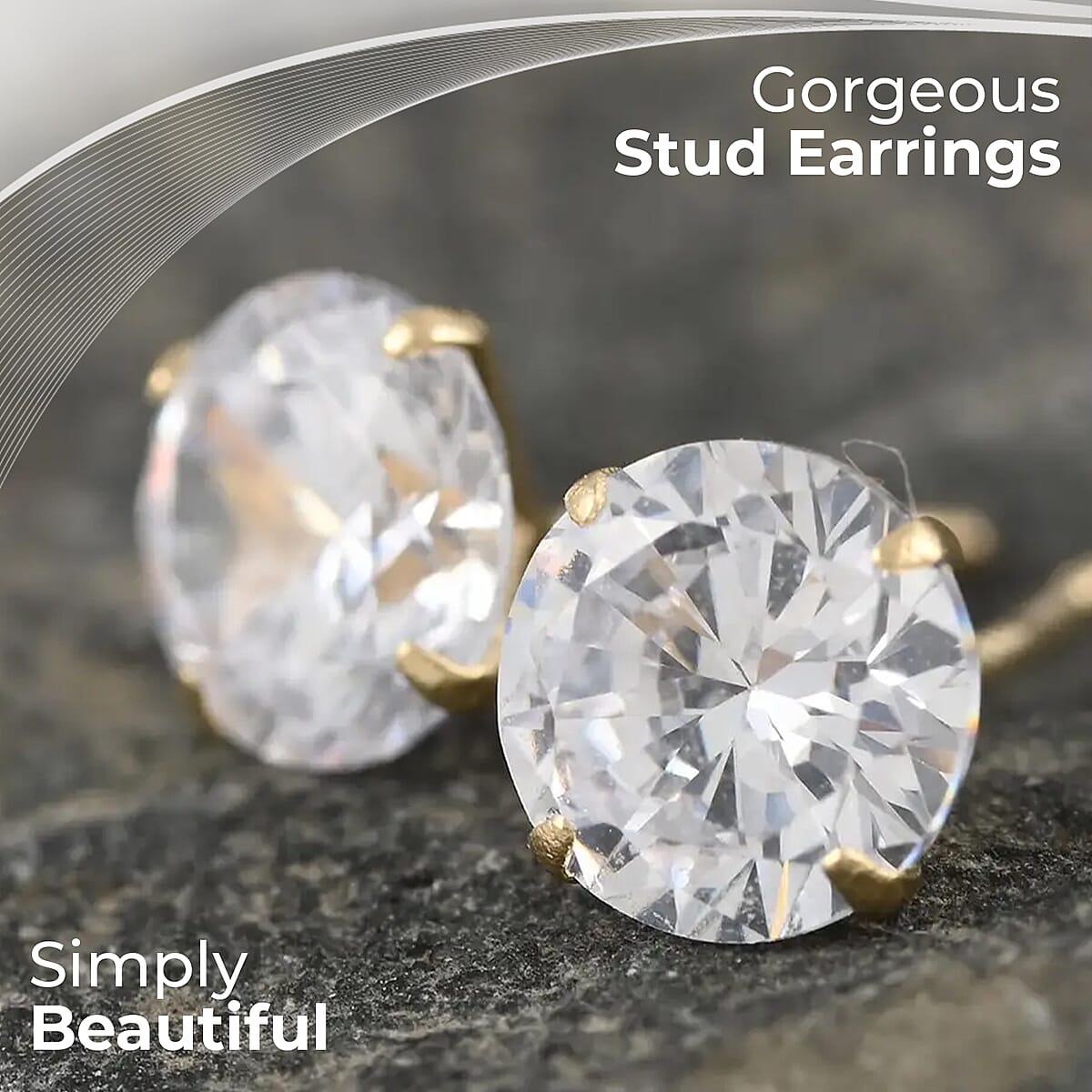 Buy 14K Yellow Gold Crystal Stud Earrings| Crystal Studs| Solitaire ...