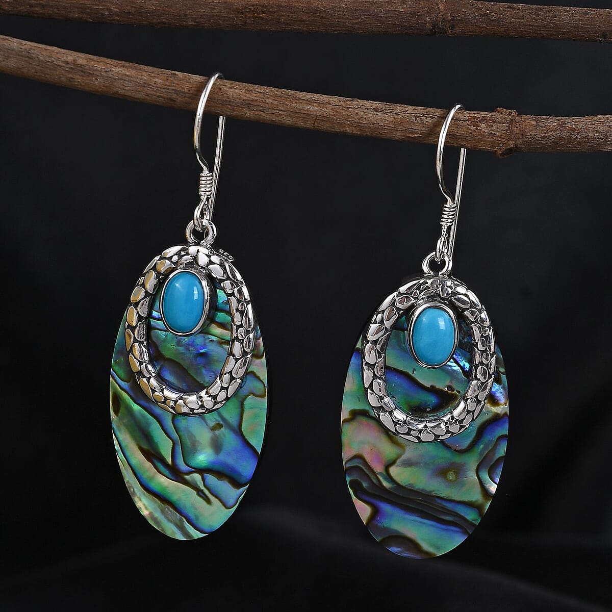 Buy Bali Legacy Sleeping Beauty Turquoise and Abalone Shell Earrings in ...