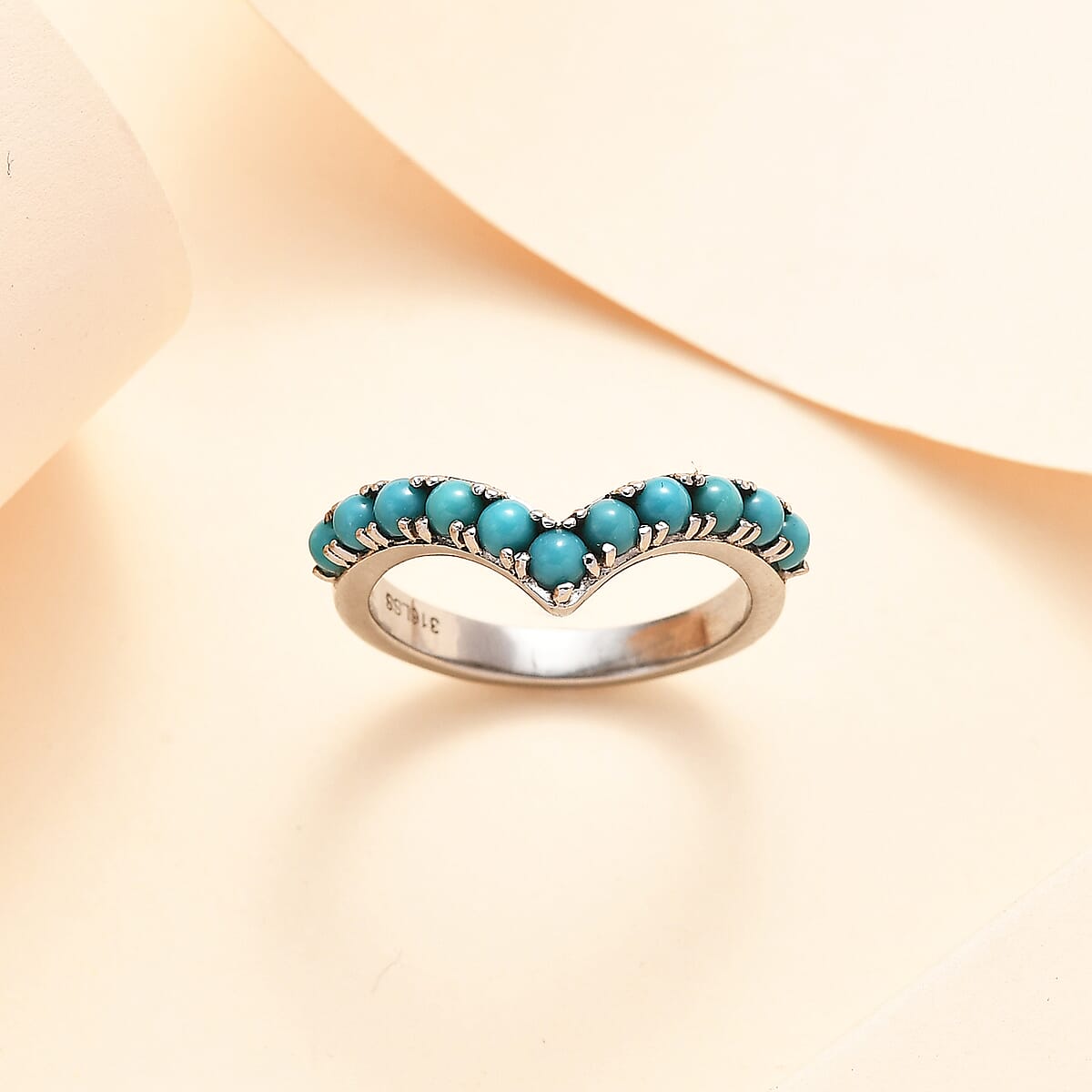 Buy American Natural Sleeping Beauty Turquoise Chevron Ring in ...