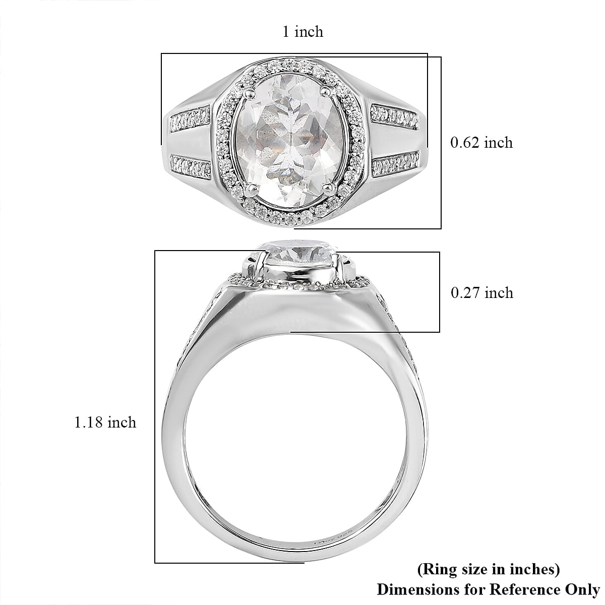 Buy Premium Brazilian Goshenite and Natural White Zircon Ring in Platinum Over Sterling Silver 3 ...