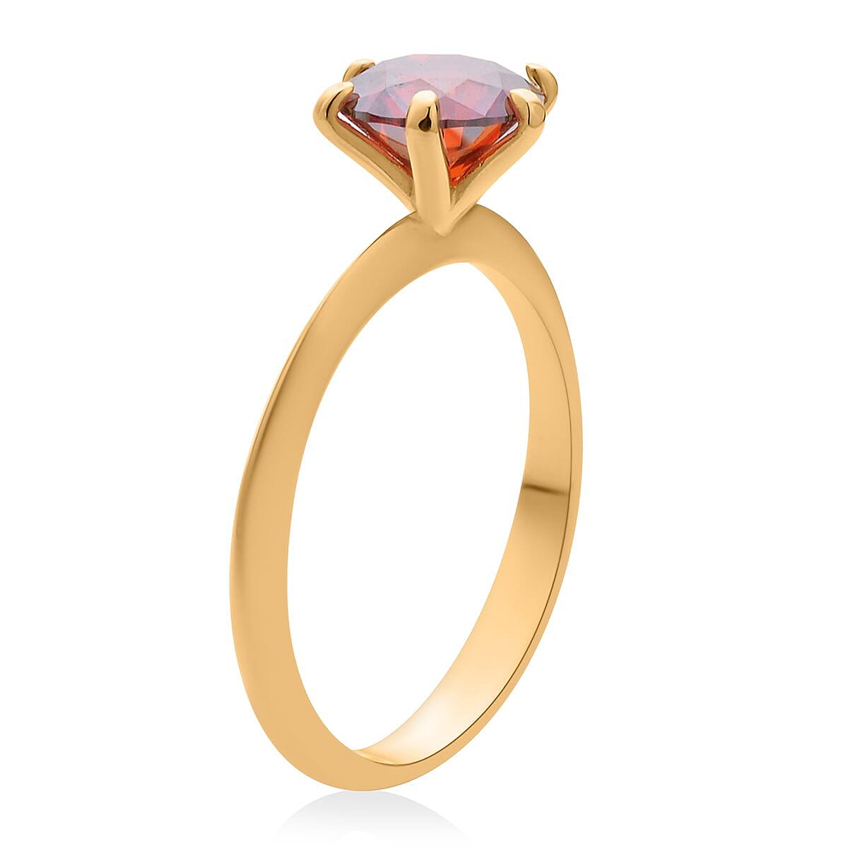 Buy Luxury Red Moissanite Solitaire Ring in Vermeil Yellow Gold Over ...