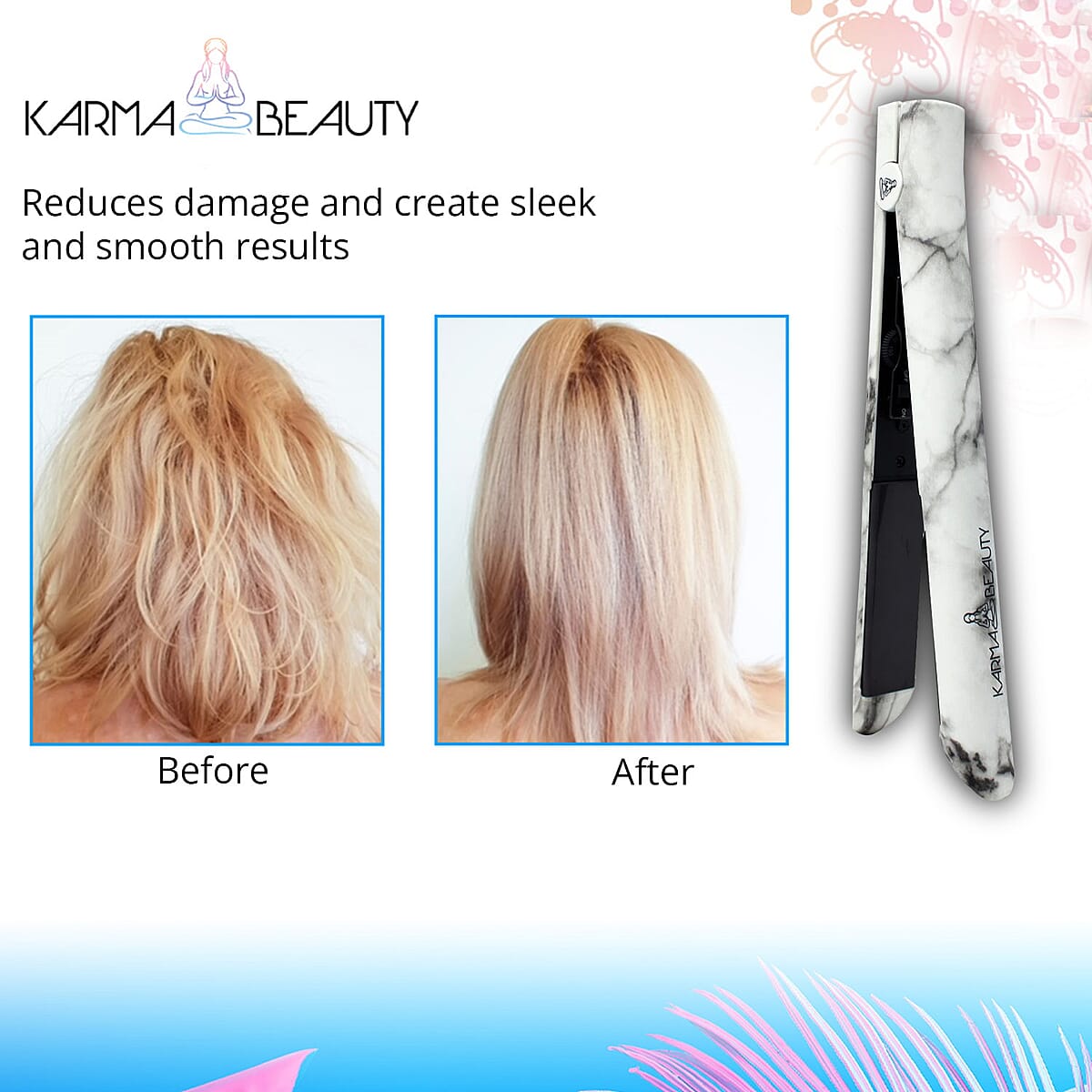 Buy Karma Beauty Supreme Ceramic 2.0 Flat Iron (Marble) and Biotin Hair ...