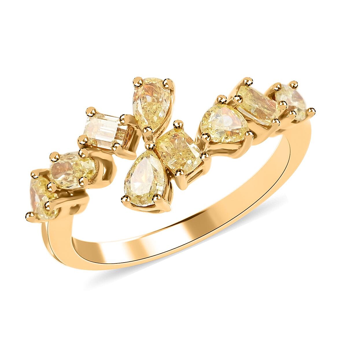 Buy Modani 18K Yellow Gold Natural Yellow Diamond (I1) Ring (Del. in 10 ...
