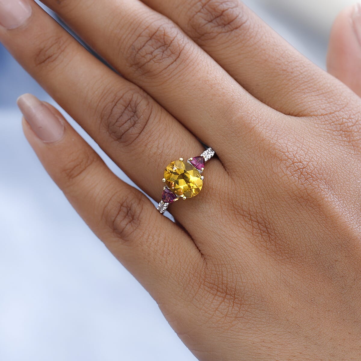 Buy Premium Brazilian Heliodor and Multi Gemstone Ring in Vermeil ...