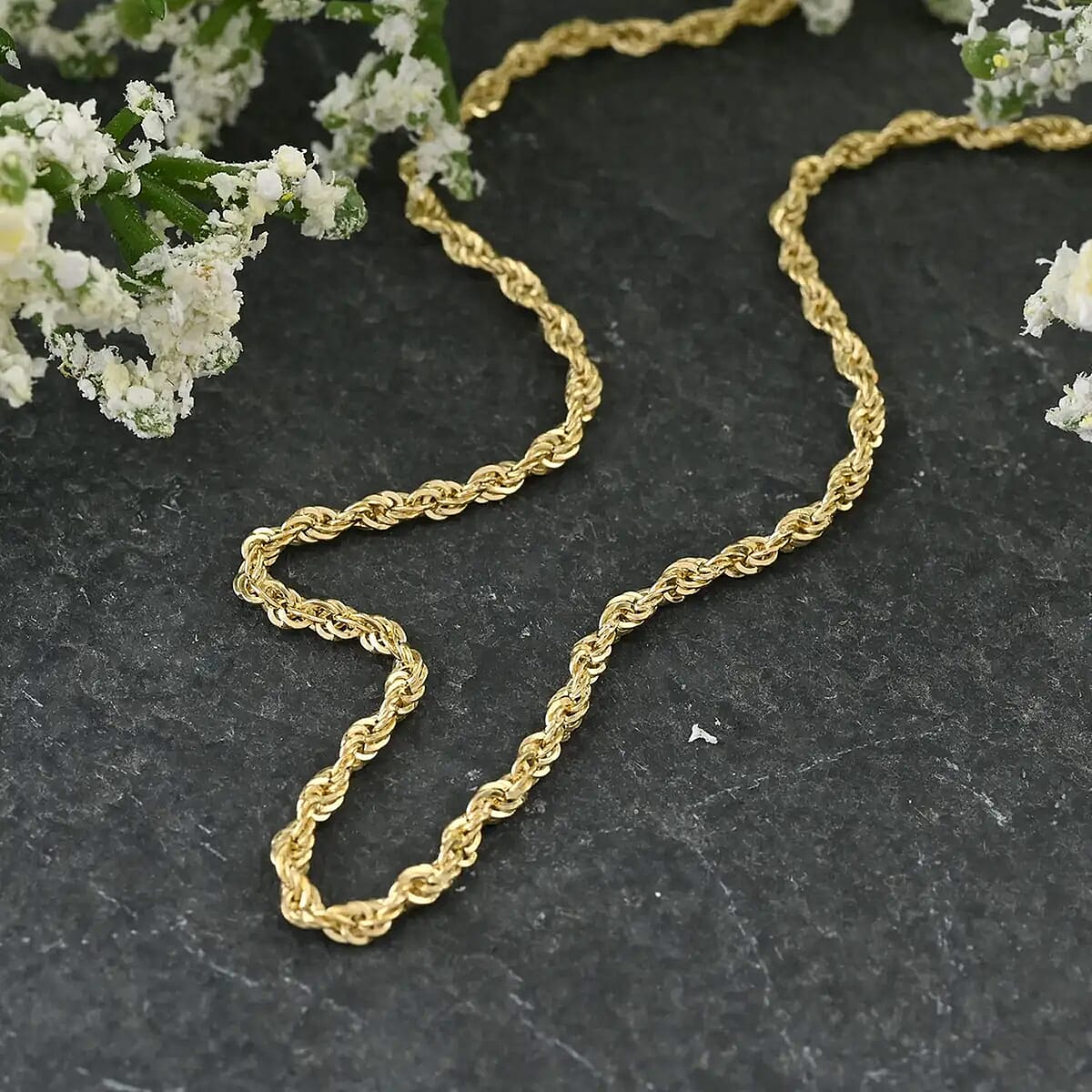 Buy 10K Yellow Gold Rope Chain Necklace | Gold Rope Necklace | 18 ...