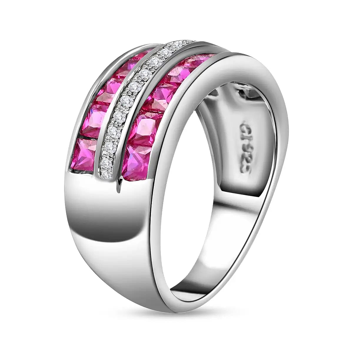 Buy Lab Created Ruby and Simulated Diamond Ring in Sterling Silver 1.60 ...